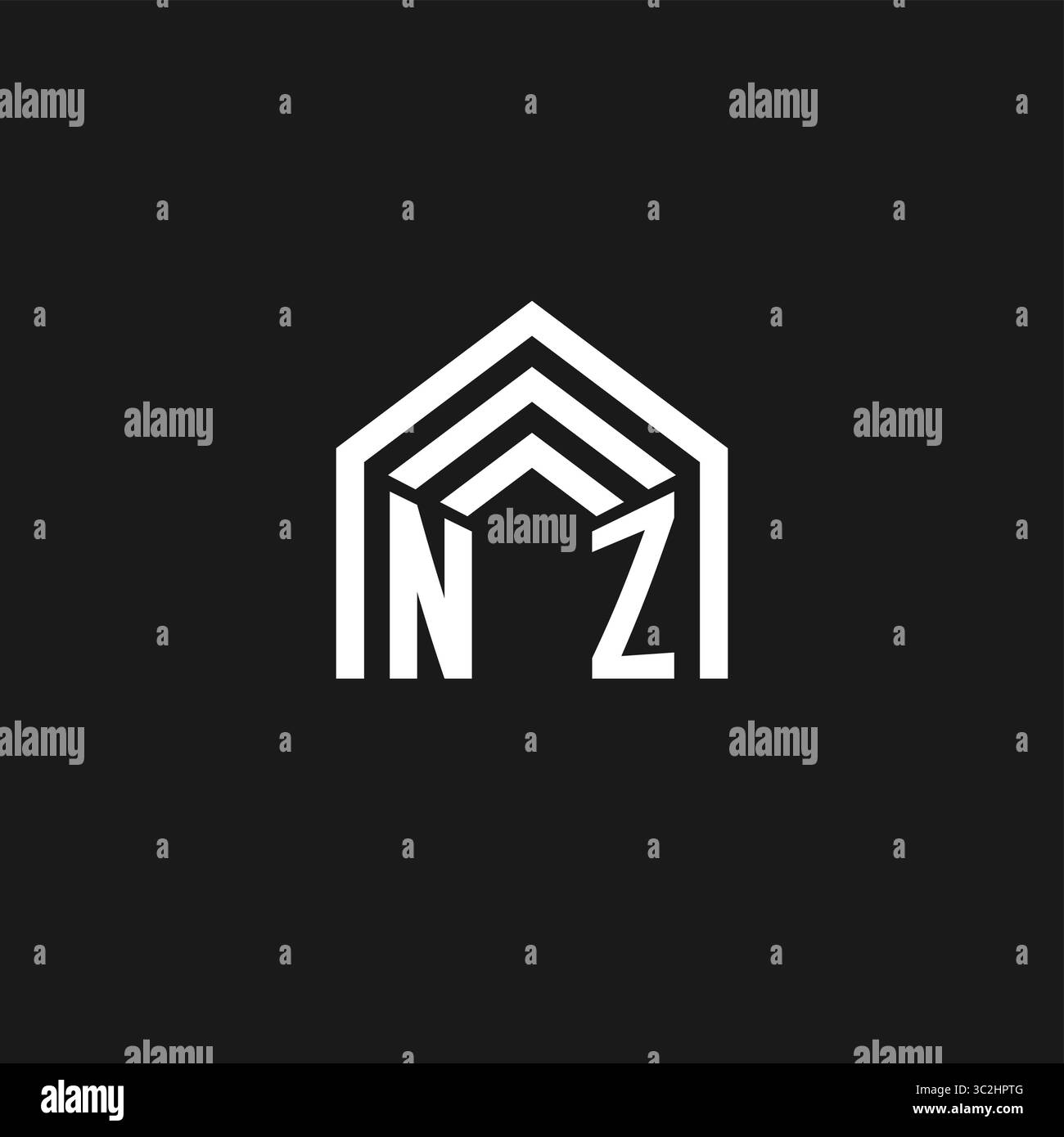 Letter NZ house roof shape logo creative real estate monogram logo ...