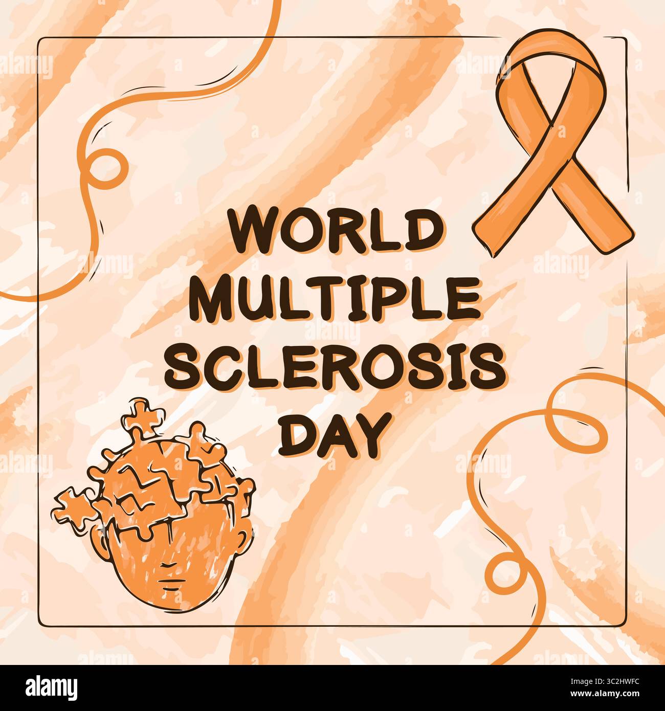 A hand-drawn vector poster for World Multiple Sclerosis Day in doodle ...