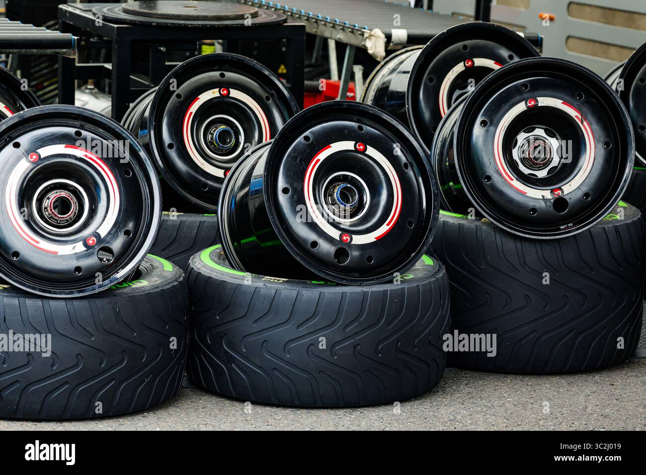 Pirelli intermediate tires and wheel rim during the 2025 Formula 1 ...