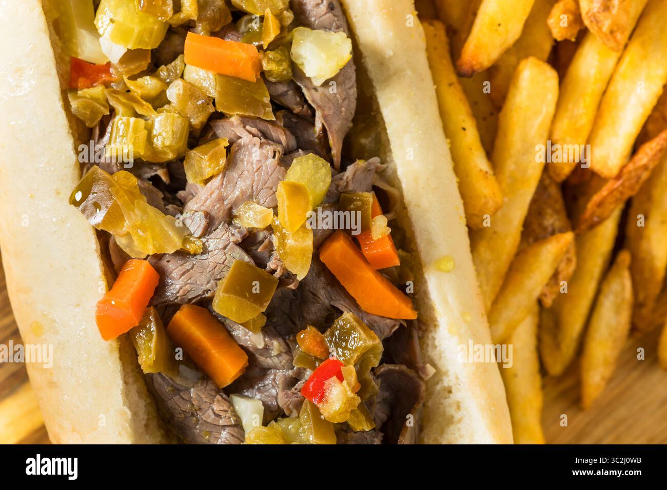 Homemade Chicago Italian Beef Sandwich with Giardiniera Peppers and ...
