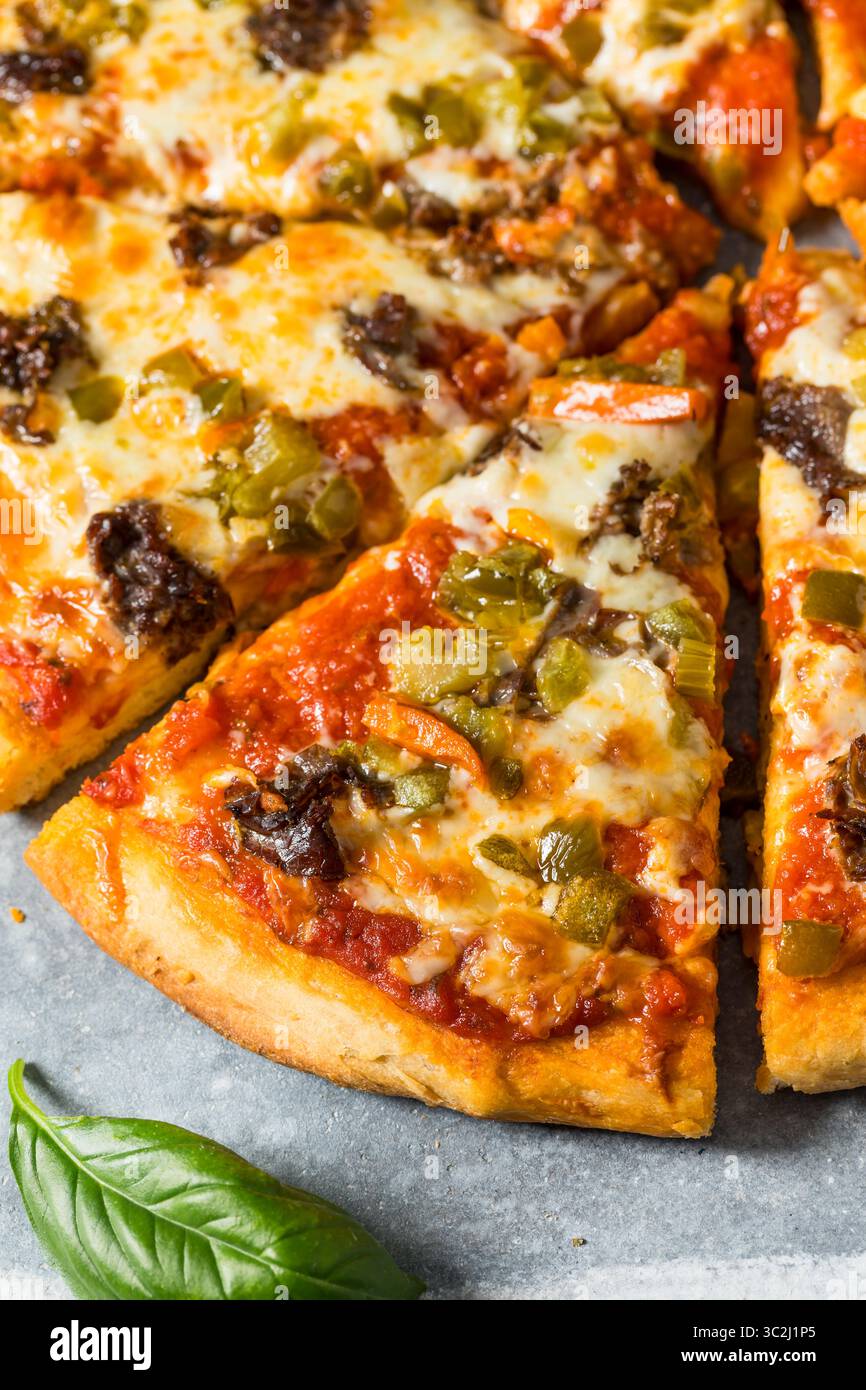 Chicago Homemade Italian Beef Pizza with Giardiniera and Meat Stock ...