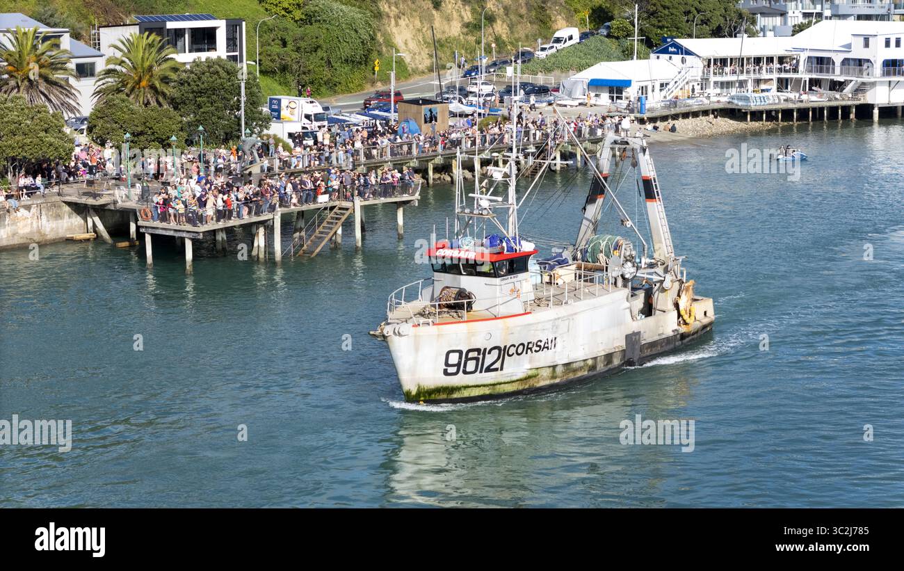 Nelson, New Zealand - 18 June 2025: Aerial view of a bustling harbor ...