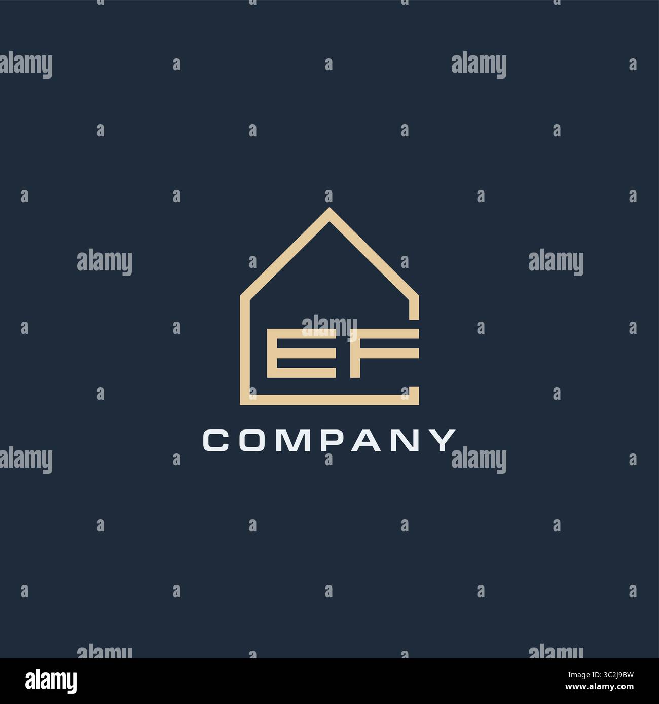 Initial letter EF real estate logo with simple roof style design ideas ...