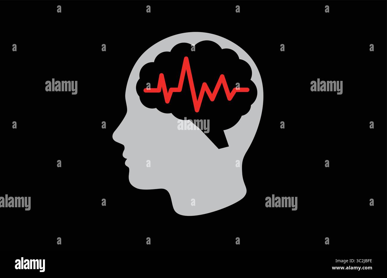 Human brain connected to ECG pulse line Stock Vector Image & Art - Alamy
