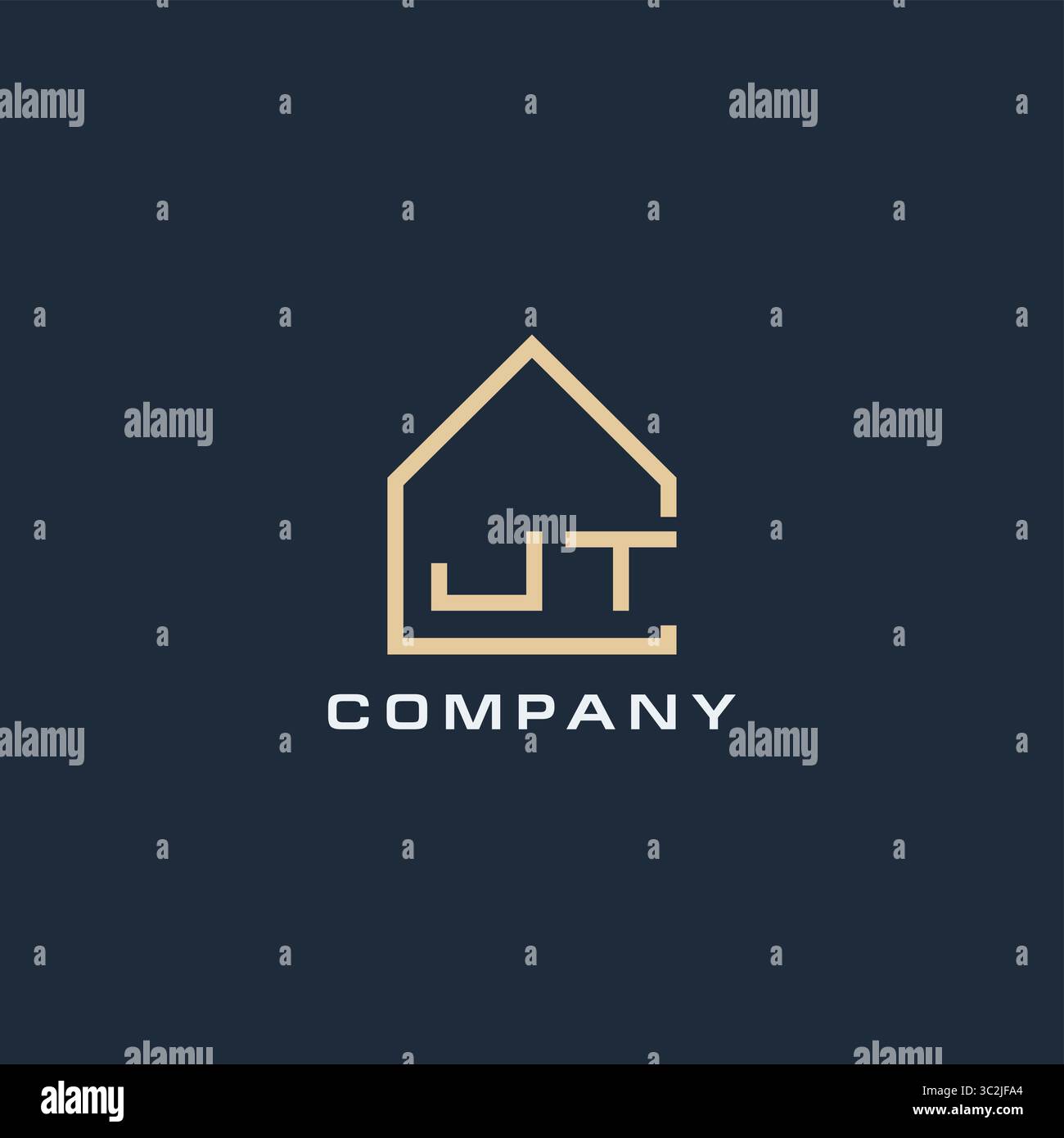Initial letter JT real estate logo with simple roof style design ideas ...