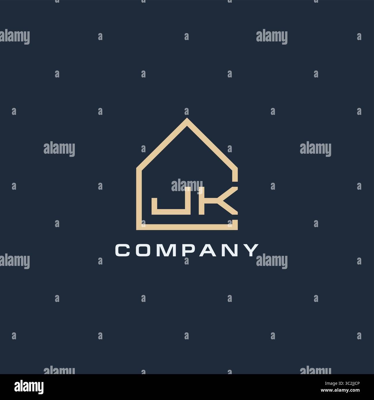 Initial letter JK real estate logo with simple roof style design ideas ...