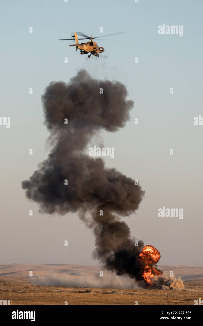 June 27, 2019 - Hazerim Air Base, Israel - A Boeing AH-64 Apache attack ...