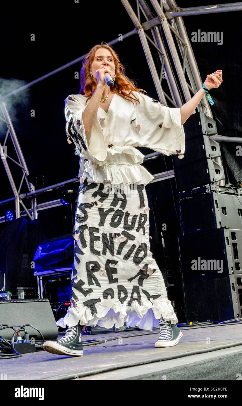 The lead singer Kate Nash, performing live on stage at the Splendour ...
