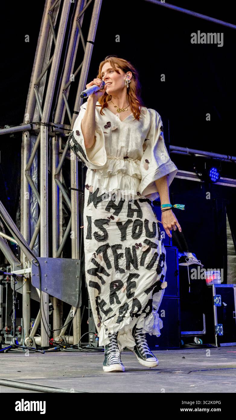 The lead singer Kate Nash, performing live on stage at the Splendour ...