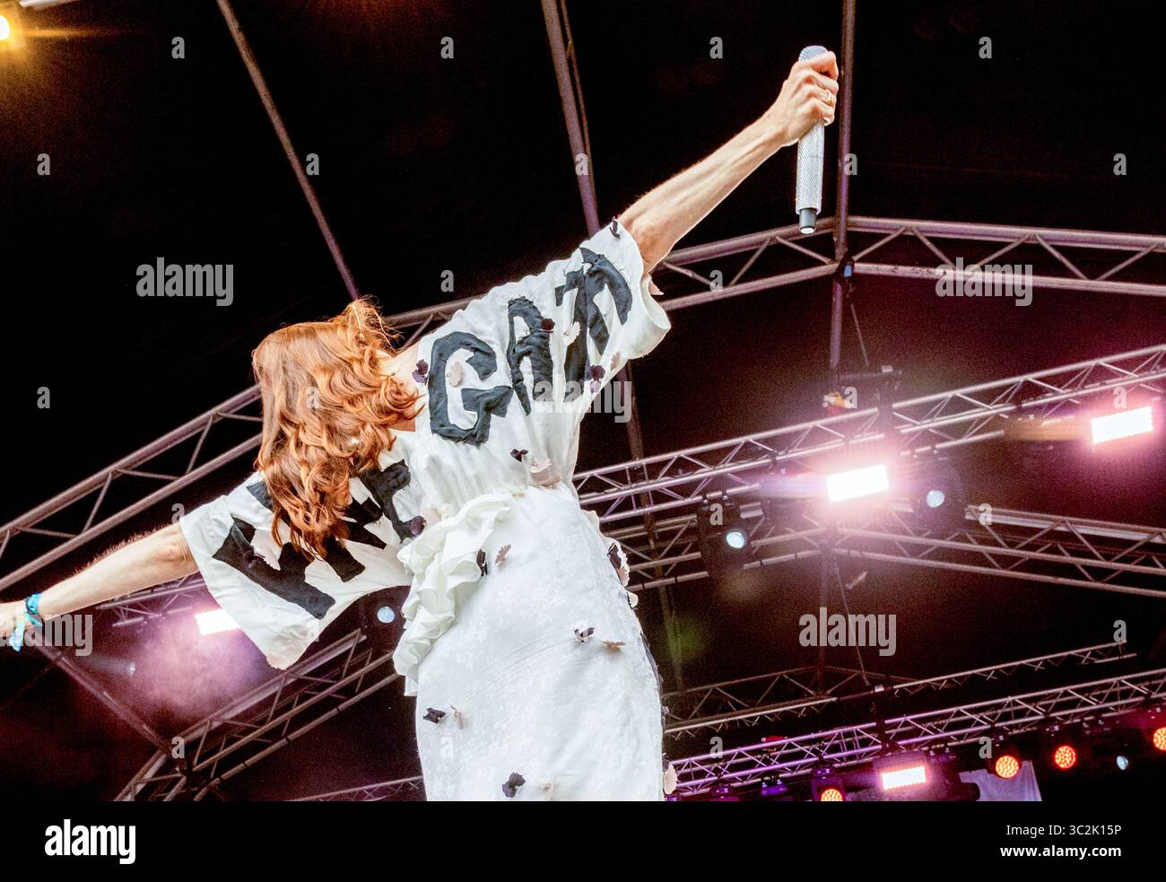 The lead singer Kate Nash, performing live on stage at the Splendour ...