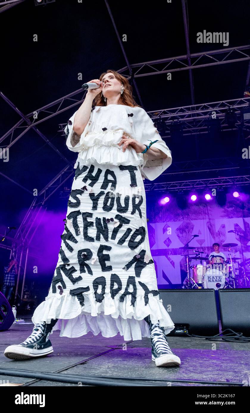 The lead singer Kate Nash, performing live on stage at the Splendour ...