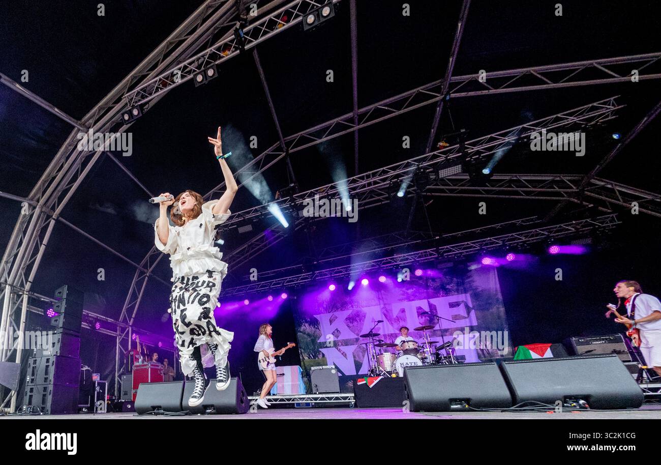 The lead singer Kate Nash, performing live on stage at the Splendour ...