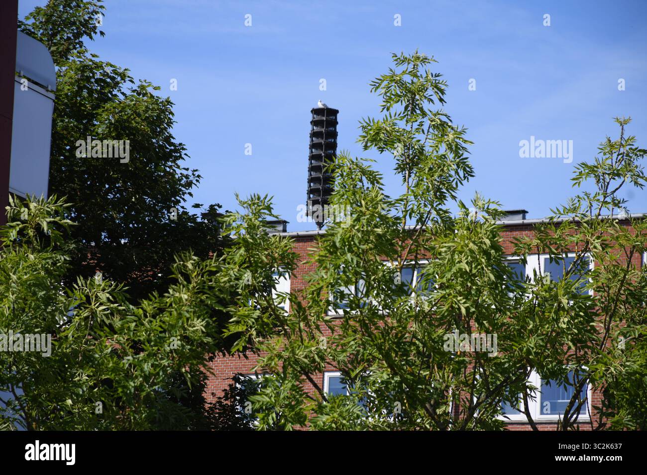 Copenhagen/ DenmarK/24 july 2025/civil defence siren intalled on roof ...