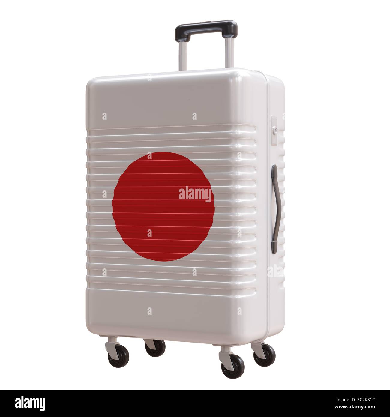 Travel to Japan concept. Japanese flag suitcase isolated on white, 3d ...