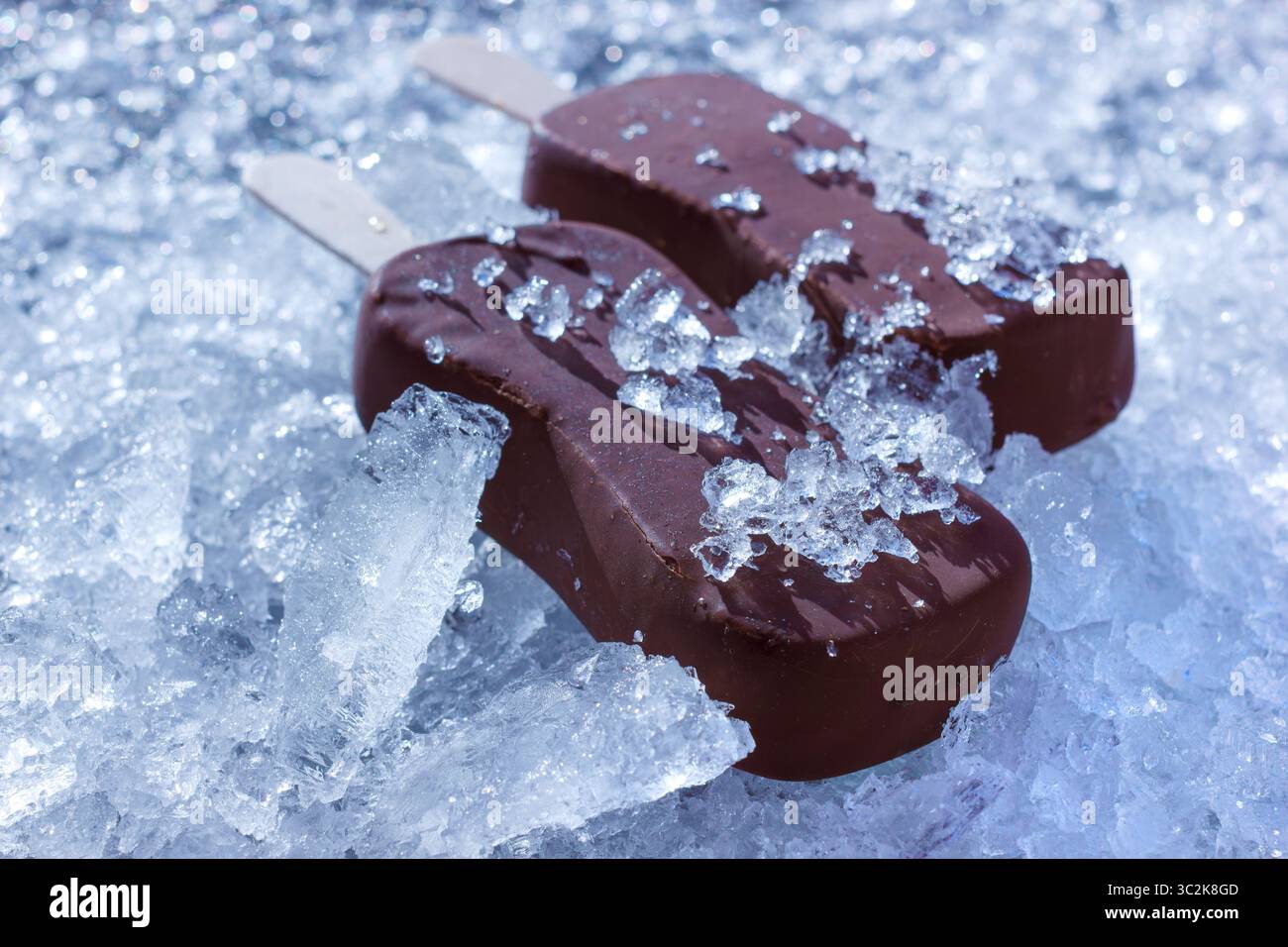 Chocolate Coated Popsicle In Ice Crystals, Closeup View Stock Photo - Alamy