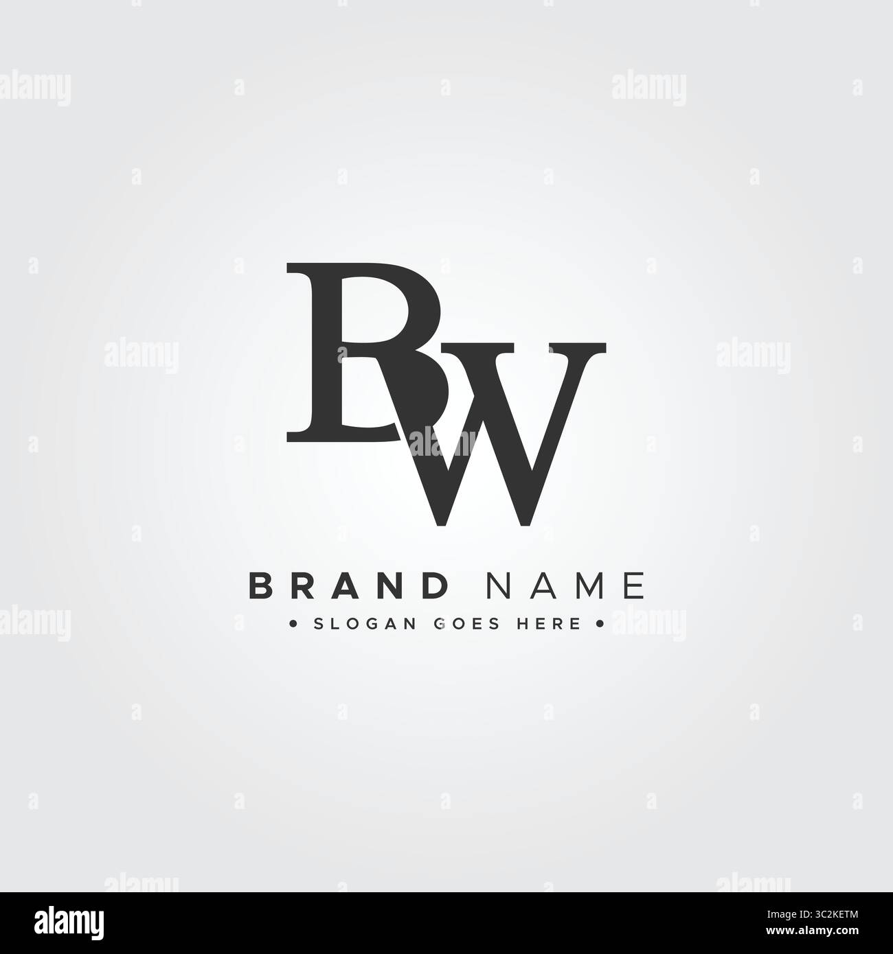 Initial BW Vector Logo - Elegant Monogram Template for letter B and W ...