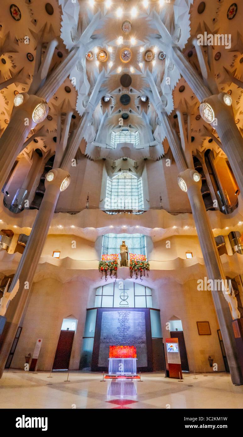 The Grand Interior of Antoni Gaudi's Sagrada Familia. designed by ...