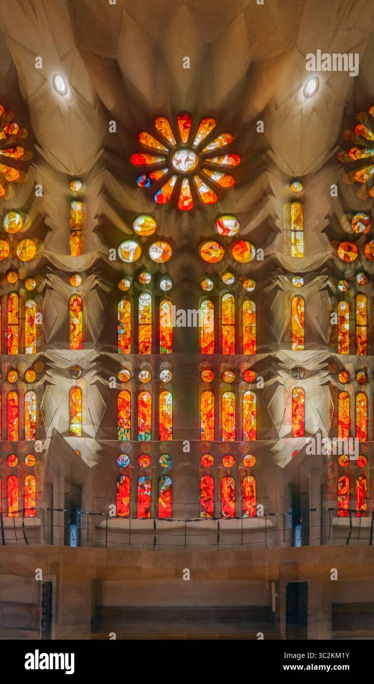 Colorful Stained Glass Windows of Gaudi Sagrada Familia in Barcelona ...