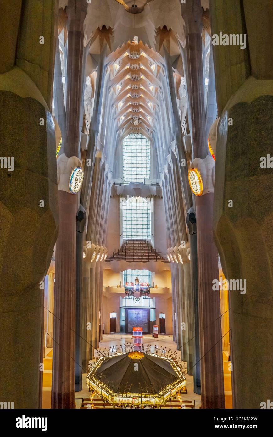 The Majestic Interior of Gaudi Sagrada Familia Basilica, a View from ...