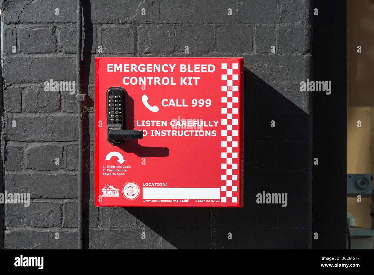 Emergency Bleed Control Kit mounted on the wall in Digbeth, Birmingham ...