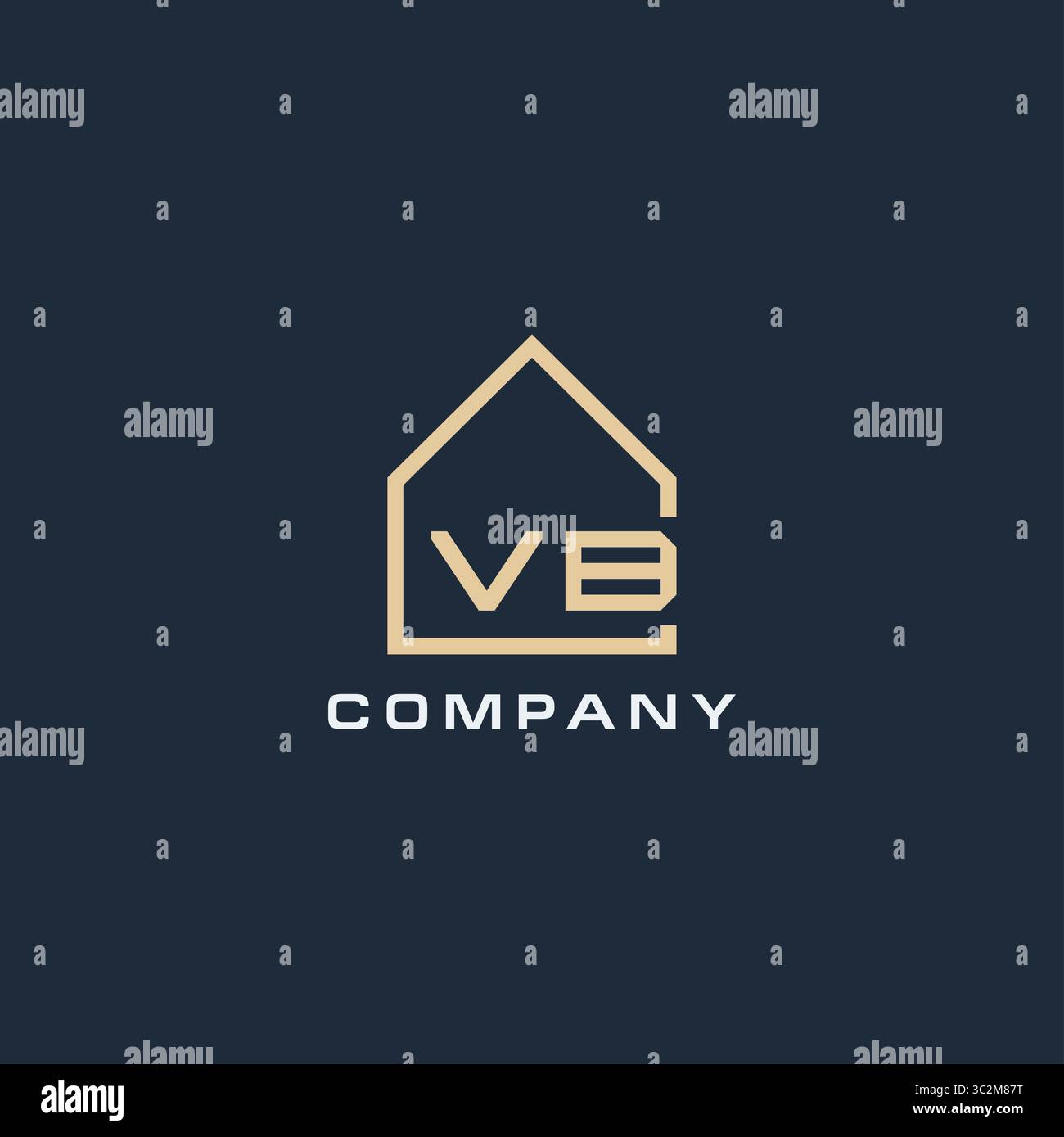 Initial letter VB real estate logo with simple roof style design ideas ...