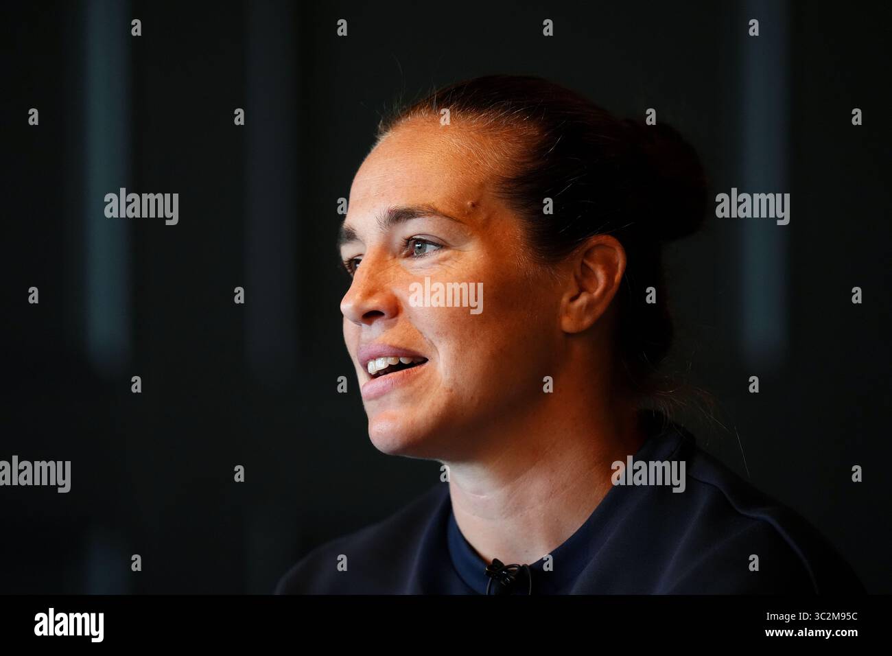 England's Emily Scarratt during a press conference at Allianz Stadium ...