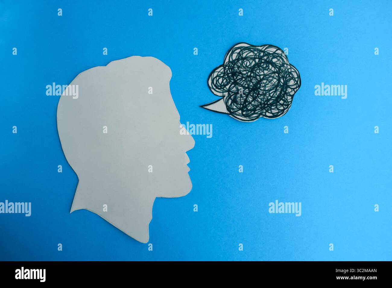 Confused Communication Speech Bubble Next to Human Head Silhouette ...