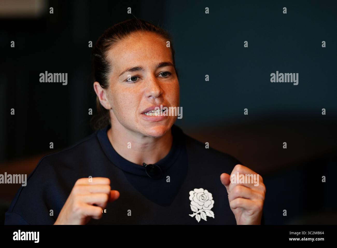 England's Emily Scarratt during a press conference at Allianz Stadium ...