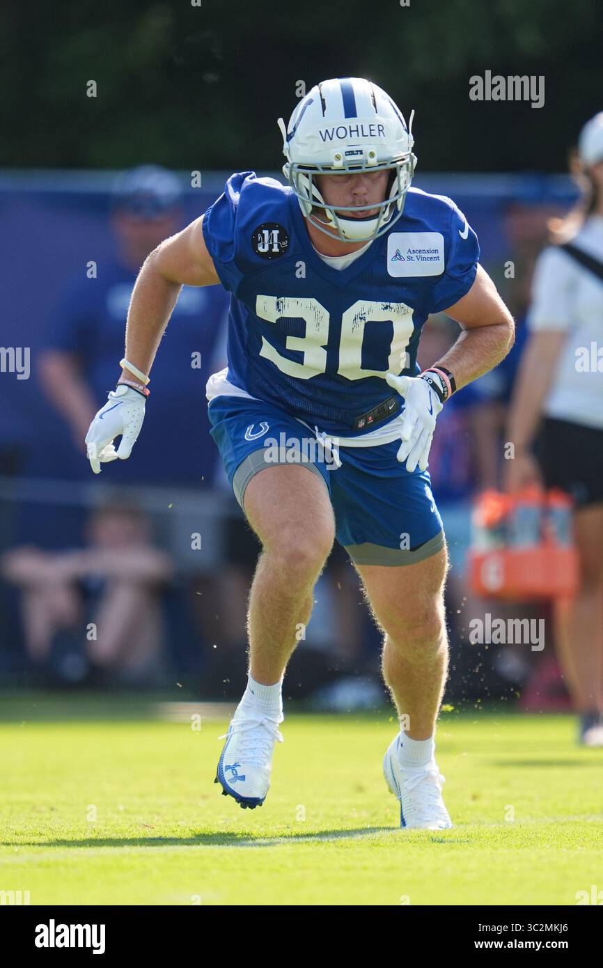 Indianapolis Colts safety Hunter Wohler (30) runs a drill during ...