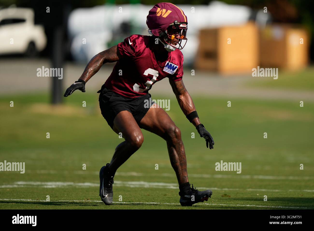 Washington Commanders safety Will Harris (3) during practice at the ...