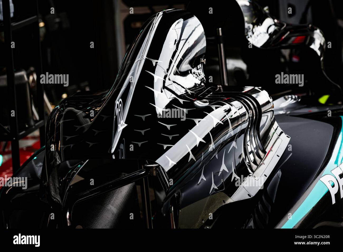 Mercedes AMG F1 Team W16, mechanical detail of engine cover during the ...