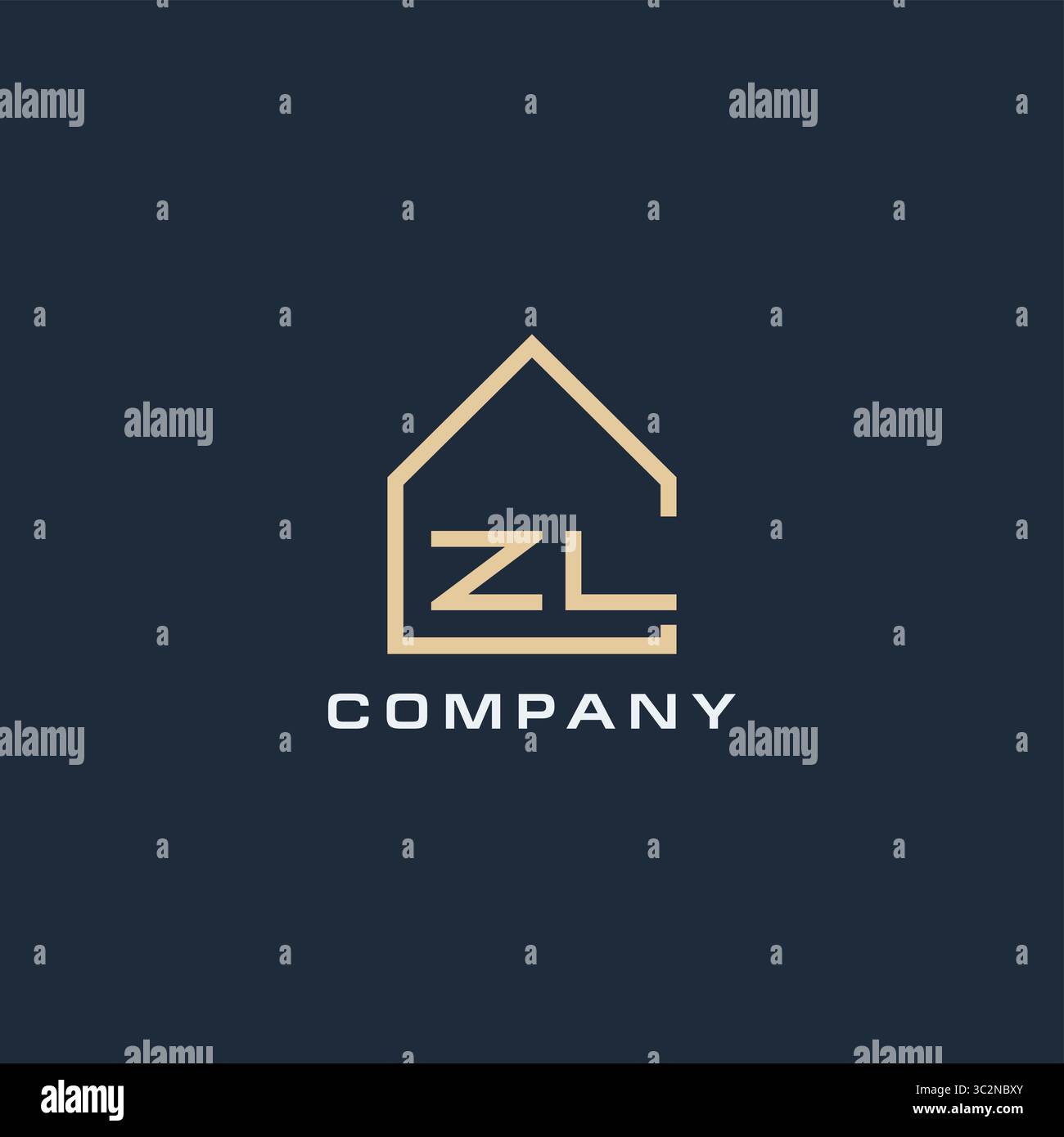 Initial letter ZL real estate logo with simple roof style design ideas ...