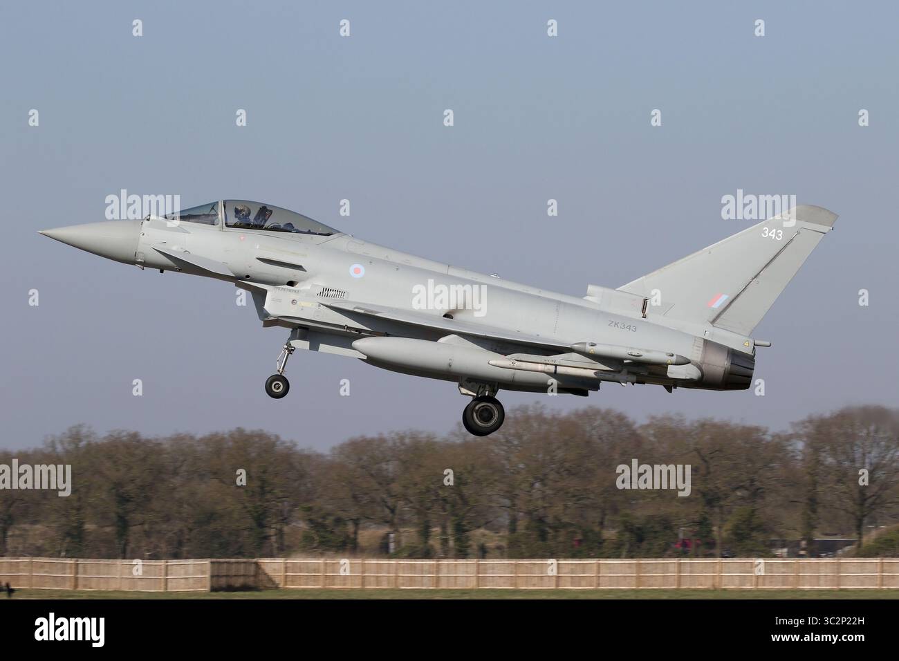 RAF Typhoon FGR4's 29 Squadron on the approach into RAF Coningsby Stock ...