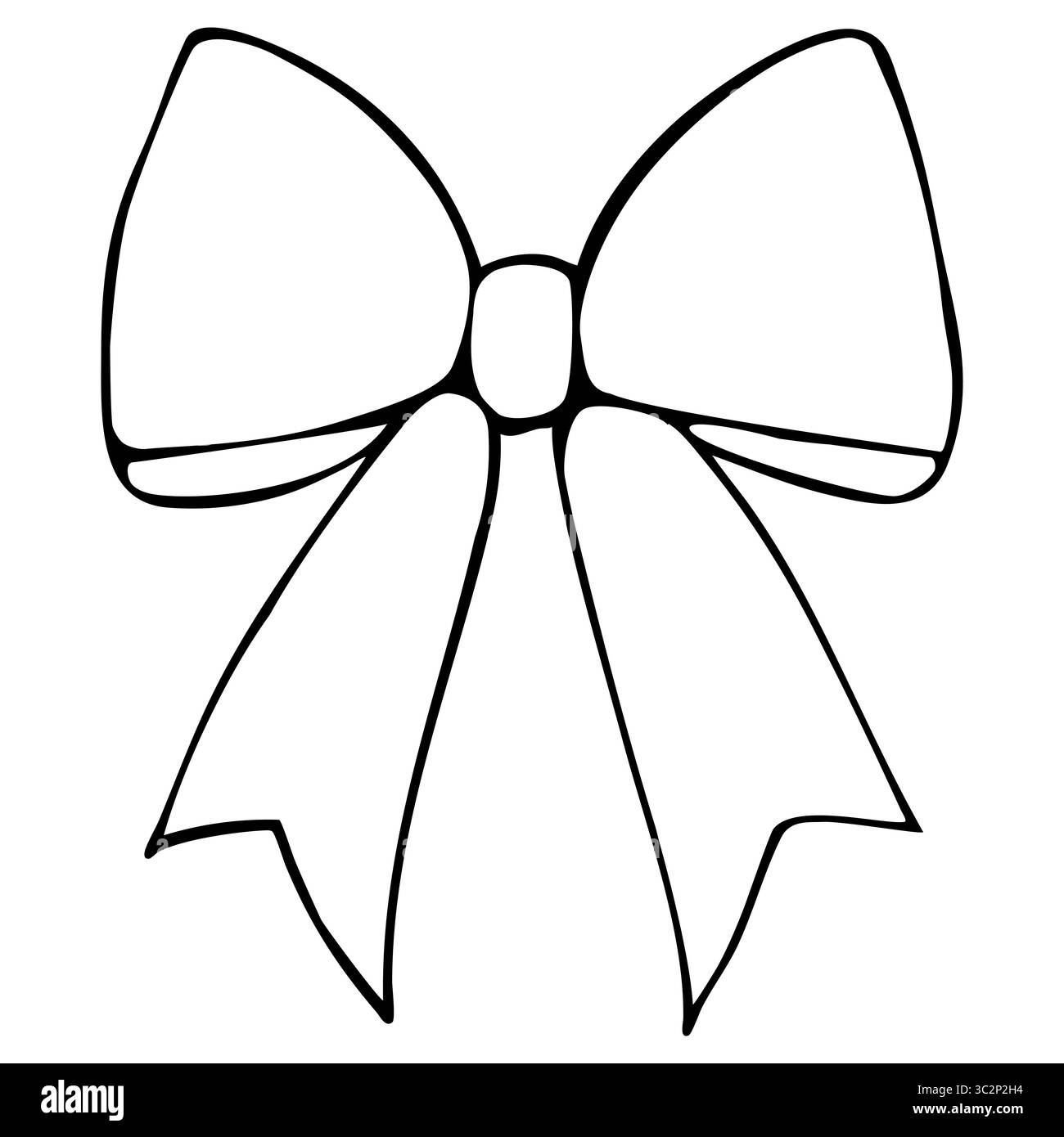 A vectors simple outline illustration of a decorative bow with two ...