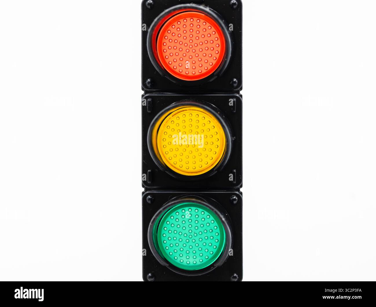 Semáforo con los colores rojo, amarillo y verde, aislado en blanco ...