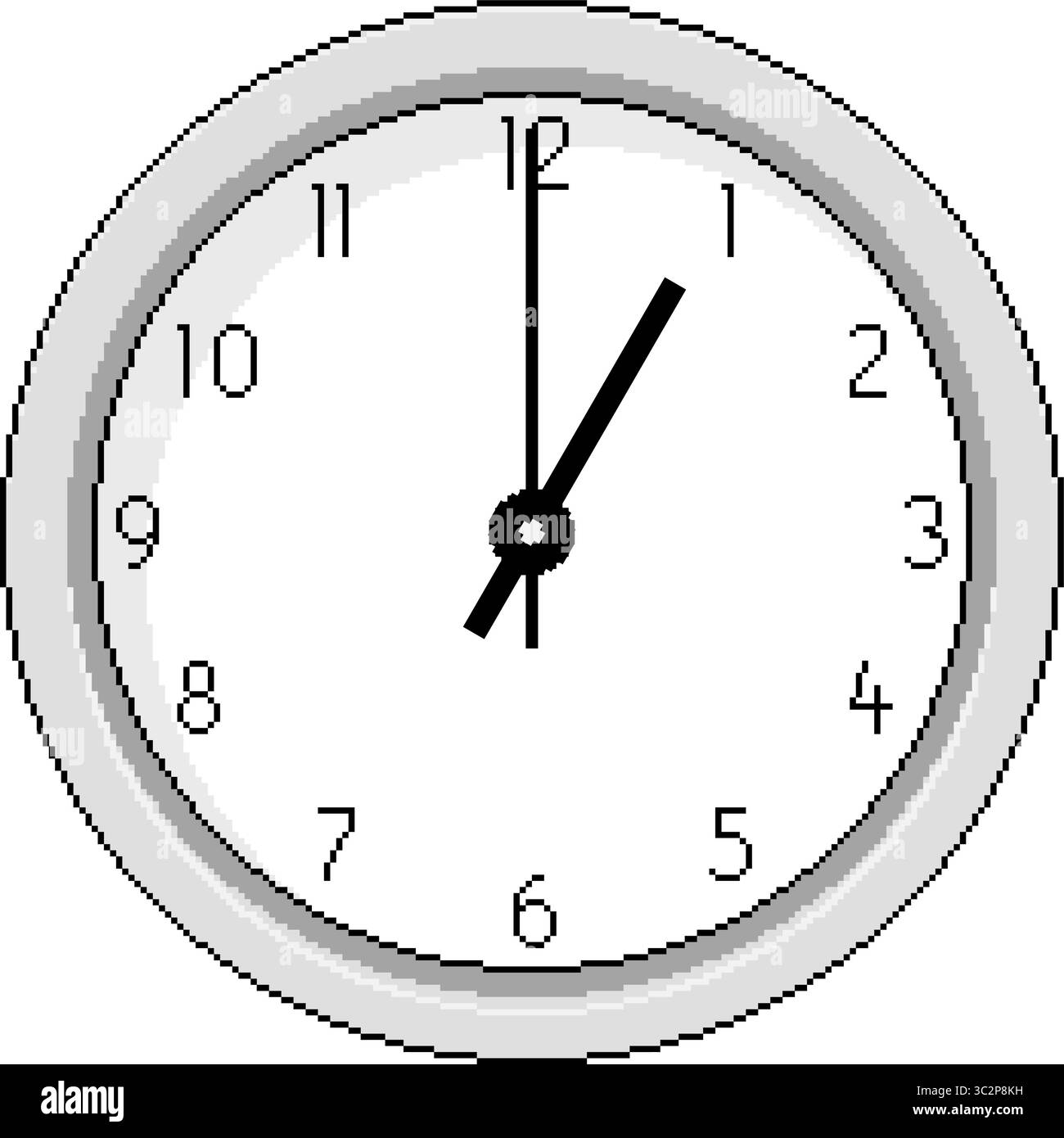 Pixel Art Clock at One O'Clock - Vector Illustration Stock Vector Image & Art - Alamy