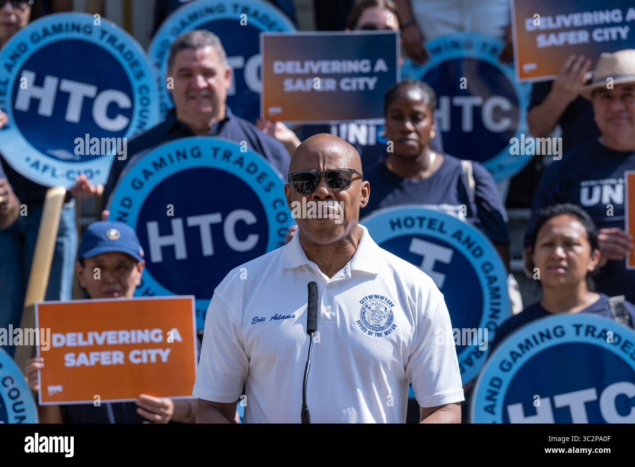 New York, NY, July 24, 2025: Mayor Eric Adams speaks during rally to ...