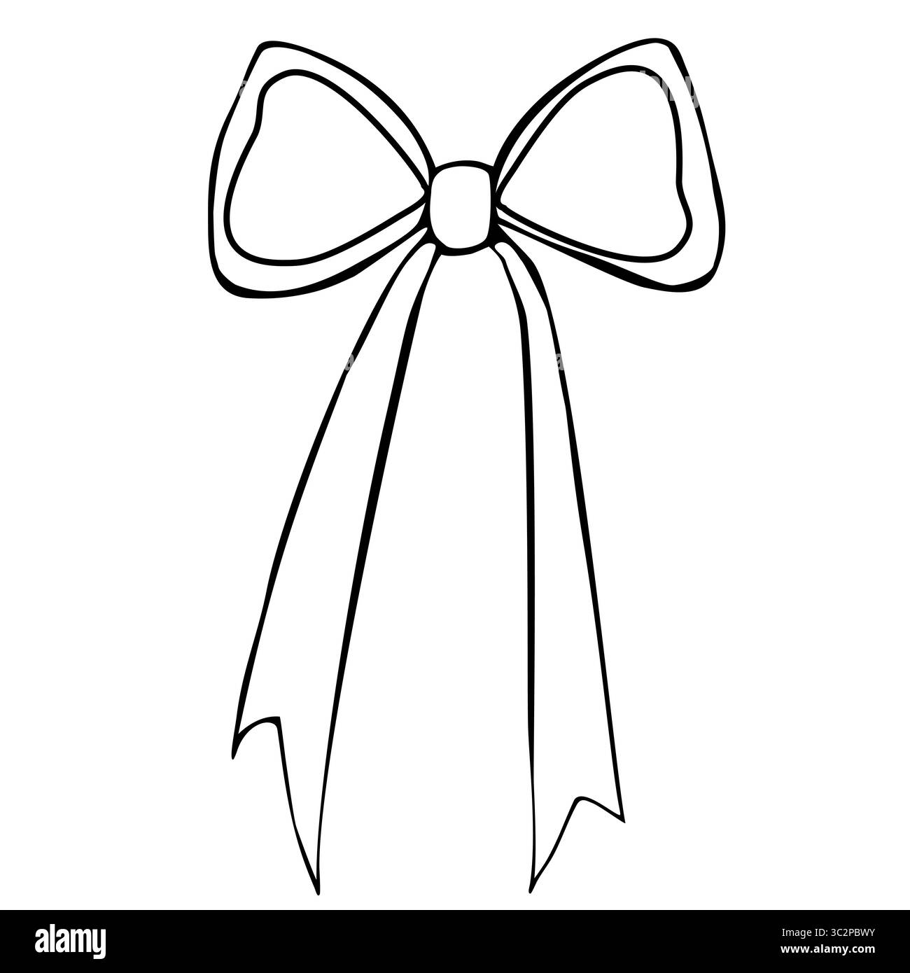 A vectors simple outline of a decorative bow with two long ribbons ...