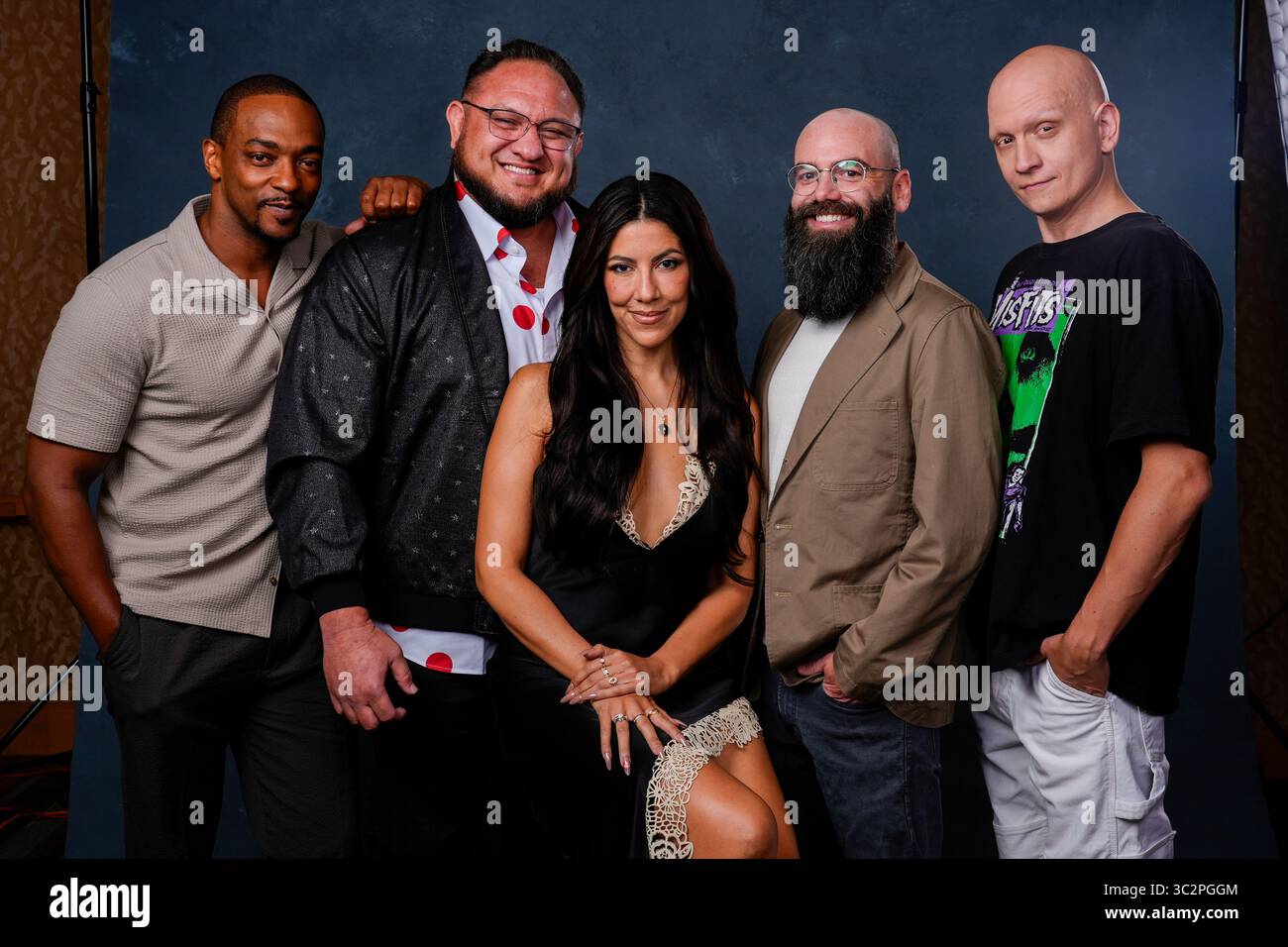 Anthony Mackie, from left, Samoa Joe, Stephanie Beatriz, Michael ...