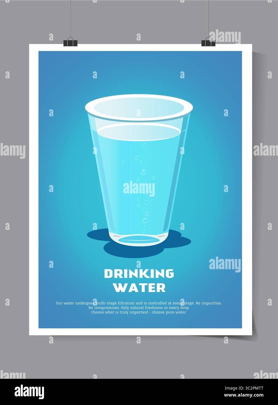 Glass of clean drinking water poster in flat style vector Stock Vector ...
