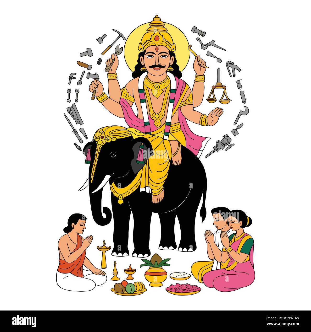 Vishwakarma iconography hi-res stock photography and images - Alamy