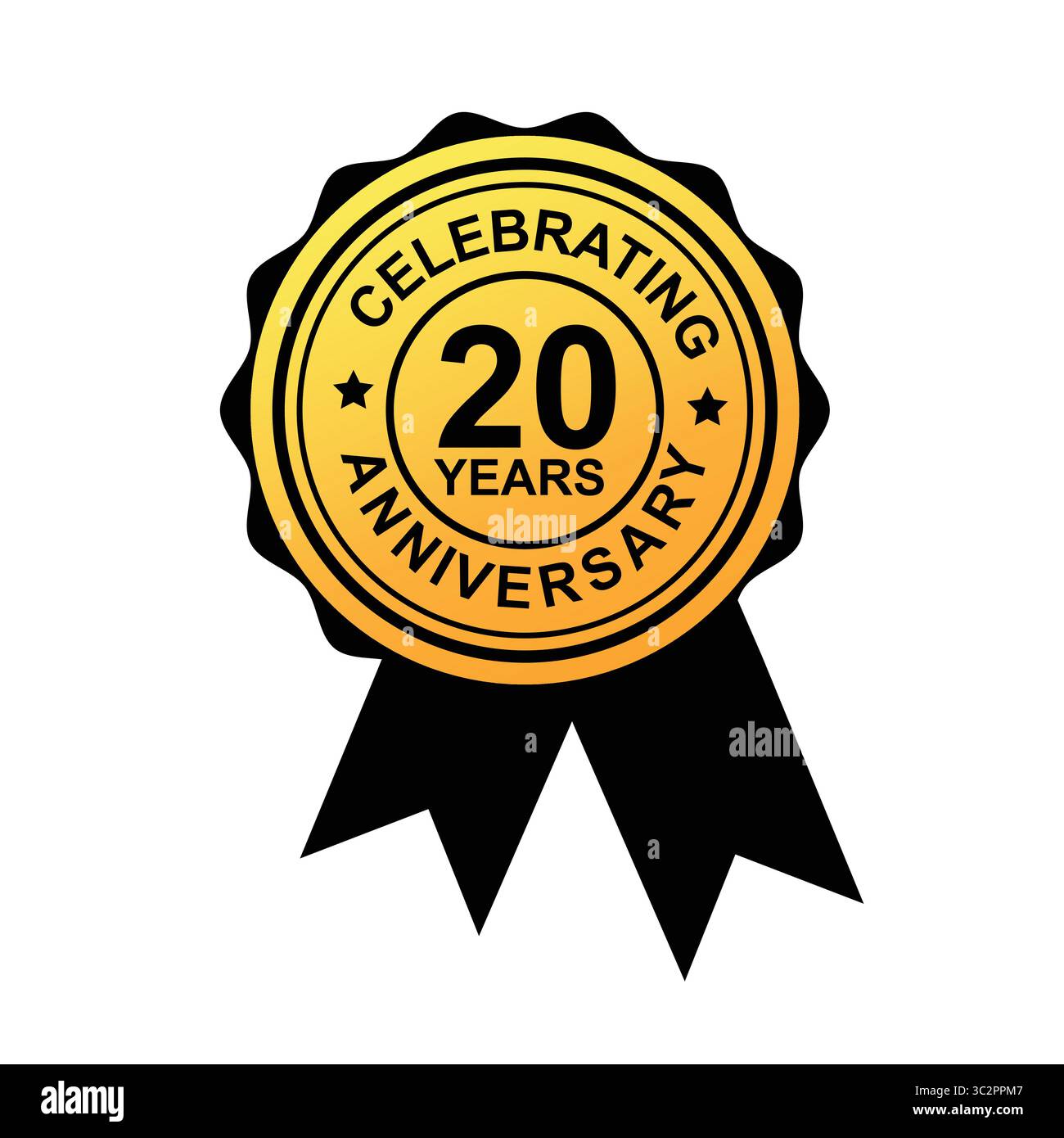 Celebrating 20 Years Badge Icon for Business Milestone Recognition ...