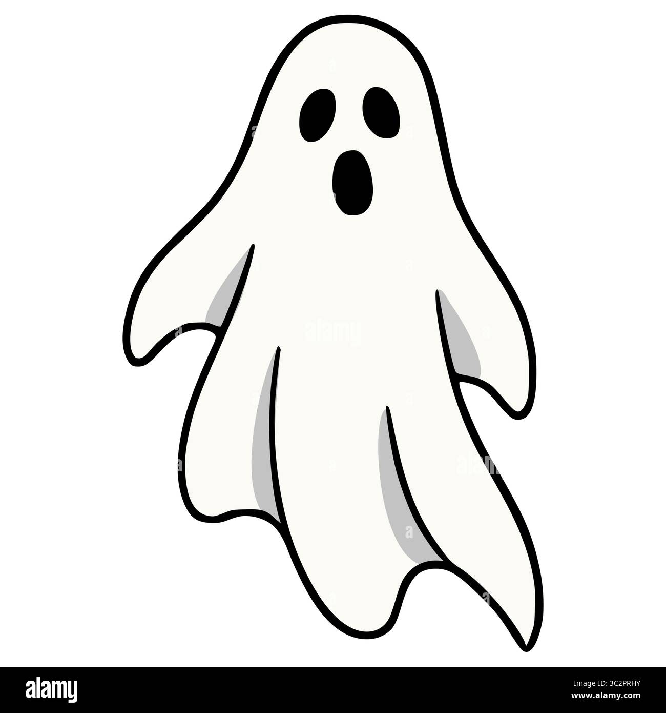 Vector illustration of a cute cartoon ghost with a surprised expression ...