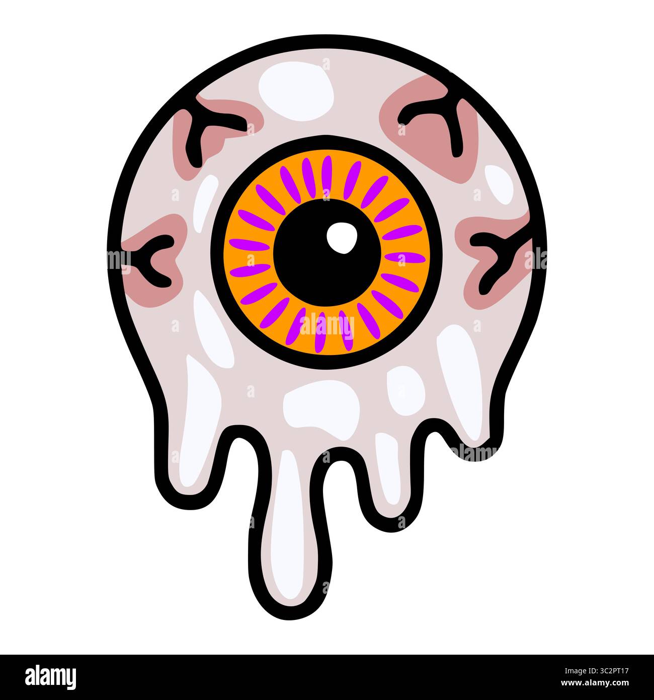 Spooky Halloween vector illustration of a melting eyeball with orange ...
