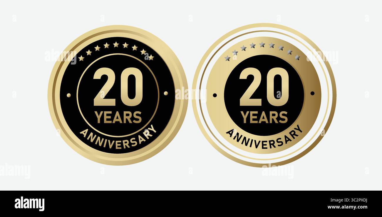 Celebrating 20 Years Badge Icon for Business Milestone Recognition ...