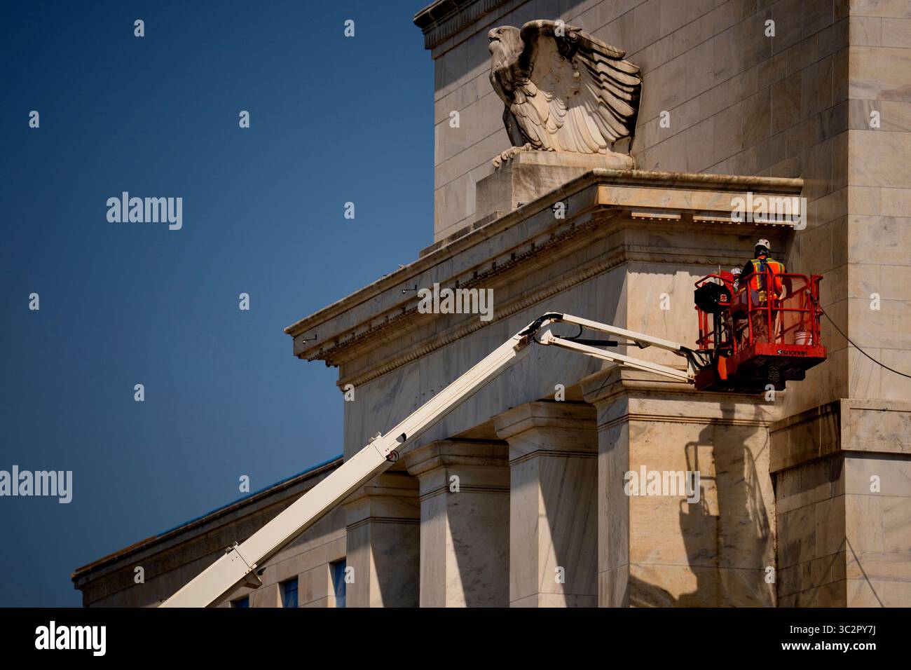 The front facade of the Marriner S. Eccles Federal Reserve Board ...