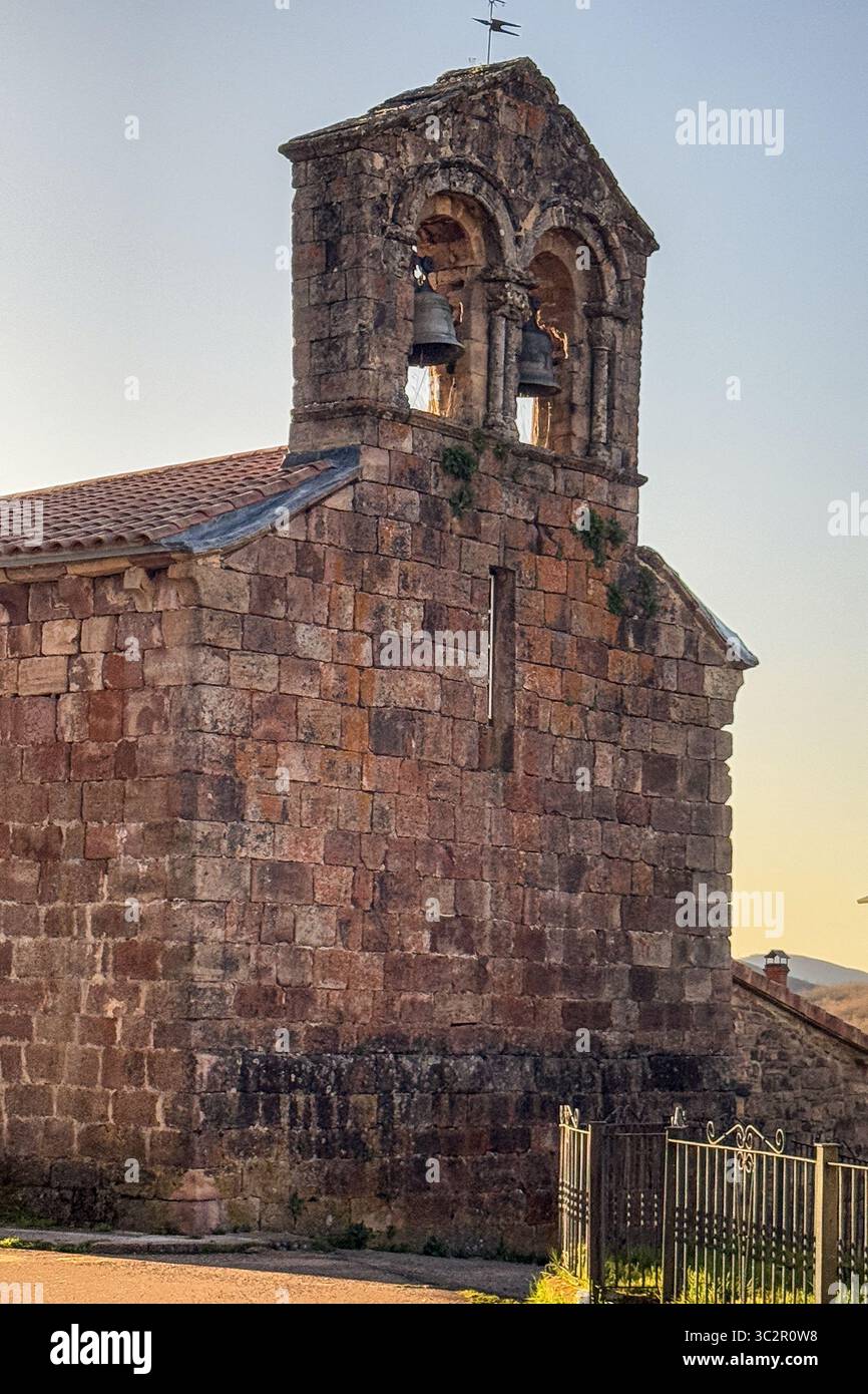 Ancient Romanesque church facade with stone bell gable Stock Photo - Alamy