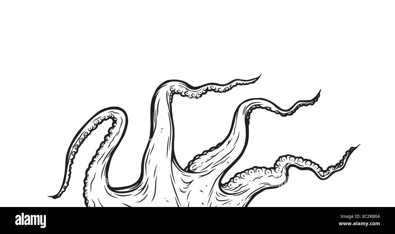 Octopus tentacles reaching upwards, squid-like marine animal body parts ...