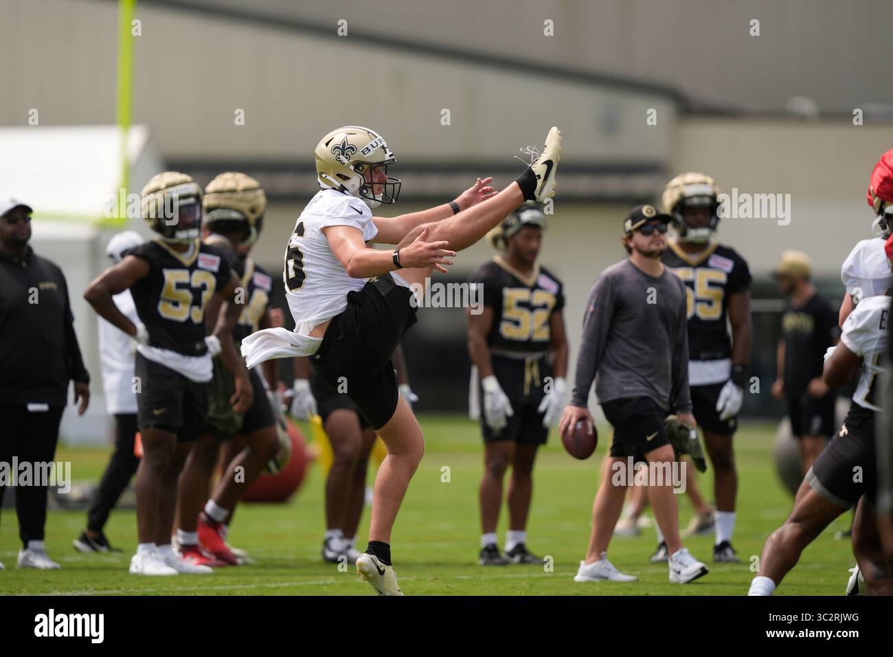 New Orleans Saints punter James Burnip (46) goes through drills during ...