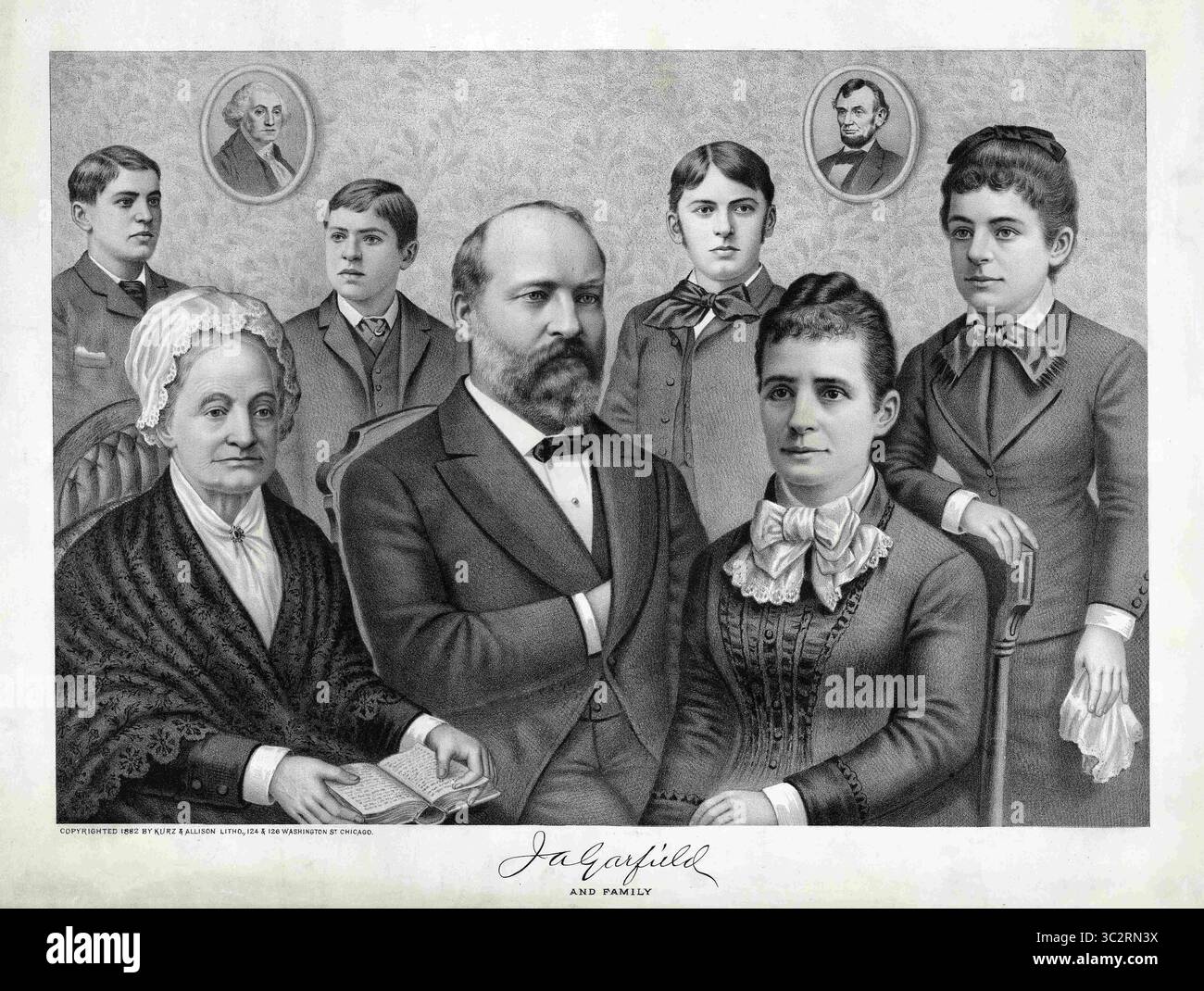 June 5, 2019, USA: J.A. Garfield and Family, Portrait of U.S. President ...
